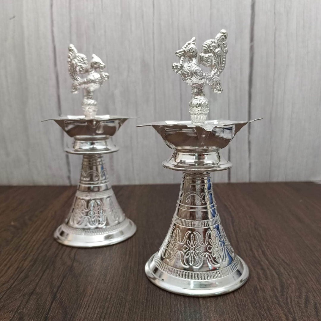 Gs Peacock Cone Deepa Pair 6"inch – onesilver.in