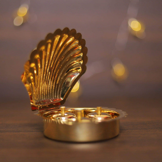 Brass shell tray 3 bowl set – onesilver.in