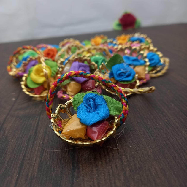 Haldi Kumkum Flower Butta 24 pcs set – onesilver.in