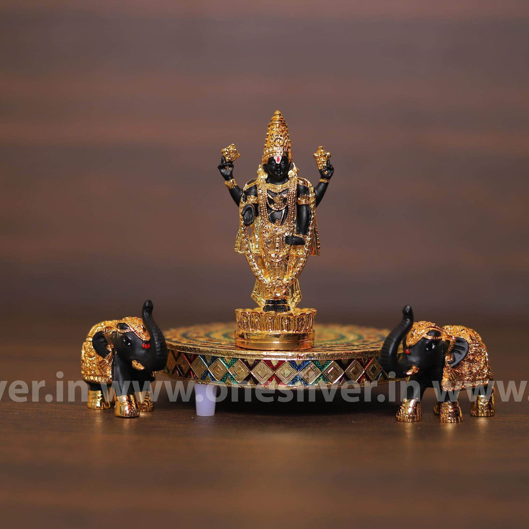 Round Chowki Balaji Black Gold Set – onesilver.in